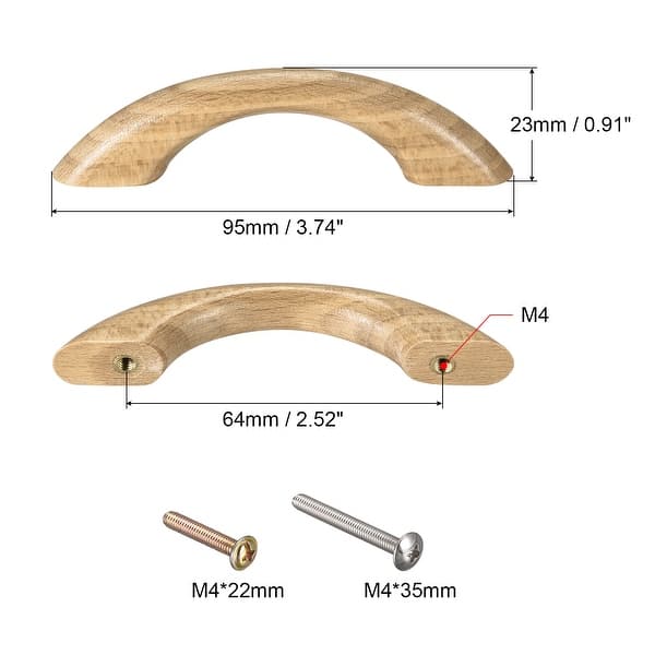 Wooden Pull Handle 5pcs 64mm/2.52" Hole Distance Wood Pulls for Drawer ...
