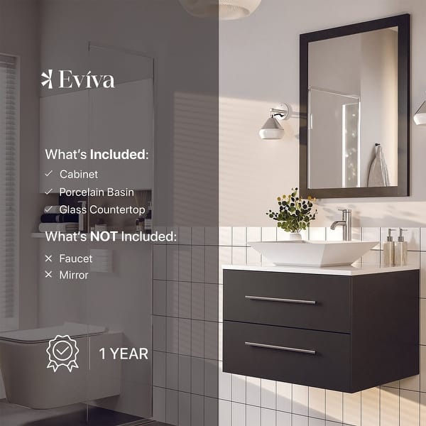 Totti Wave 24 inch Espresso Modern Bathroom Vanity with White Glassos ...