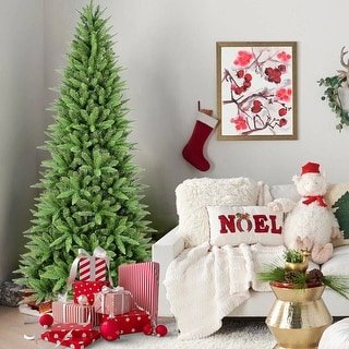 7.5FT Slim Christmas Tree - 1396 Tips, PE+PVC Branches, Hinged Design ...
