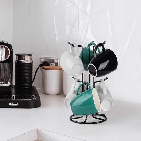 Mug Tree for Large Mugs, Counter Coffee Mug Holder with 6 Hooks - Bed ...