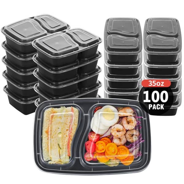35oz 2-Compartment Microwavable Meal Prep Containers - Bed Bath ...