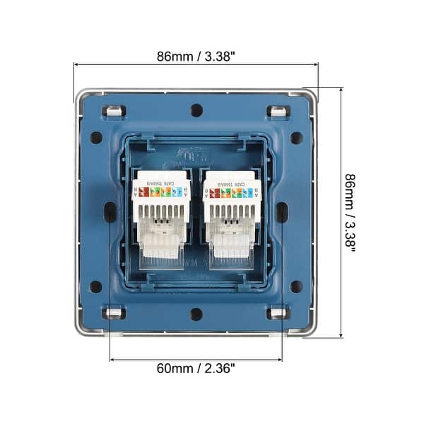 Ethernet Socket Dual Port RJ45 CAT6 Wall Plate Silver Grey for ...