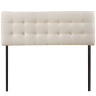 Queen/Full size Modern Ivory Fabric Upholstered Button Tufted Headboard ...