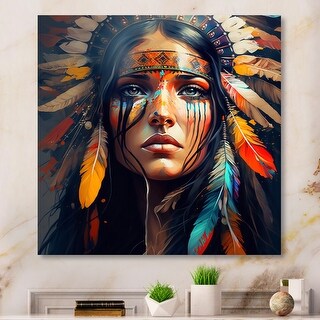 Designart 'Colorful Native American Woman VI' Native American Woman ...