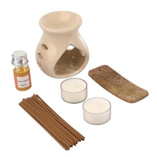 FRAGRANCE SET Aroma Lamp 2pc Tea Light Sweet Orange Oil Incense Sticks ...