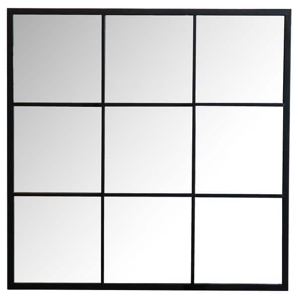 Quetzal 35 x 35 Inch Square Window Pane Wall Mirror Black - Bed Bath ...