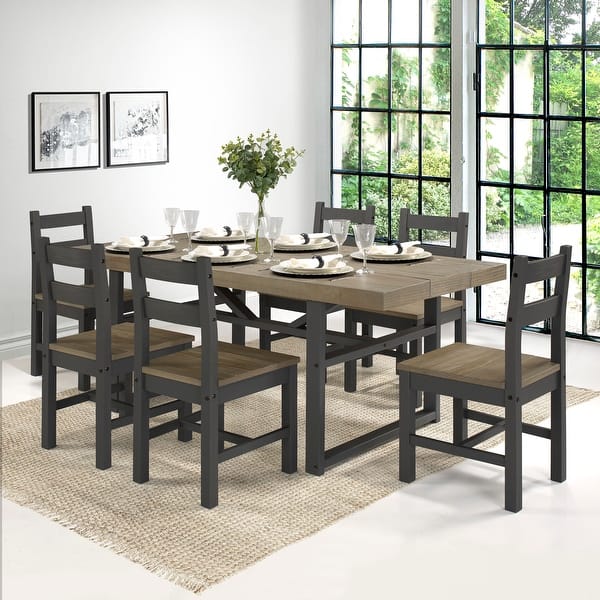 Rustic Forest Solid Wood 7-piece Dining Set - Bed Bath & Beyond - 37075961