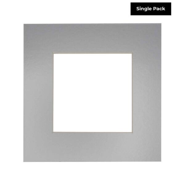 8x8 Mat for 16x16 Frame - Precut Mat Board Acid-Free Metallic Silver ...