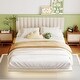 Queen Size Floating Bed Frame, Upholstered Platform Bed with Sensor ...