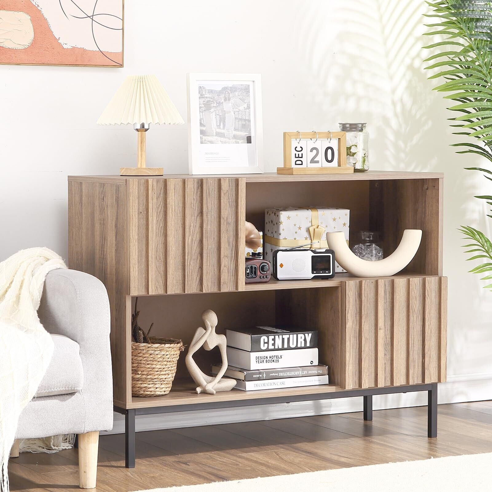 Entryway Table Mid Century Modern Sideboard Buffet Cabinet with Fluted Door On Sale Bed Bath Beyond 41246888