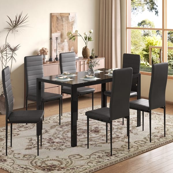 black dining table set