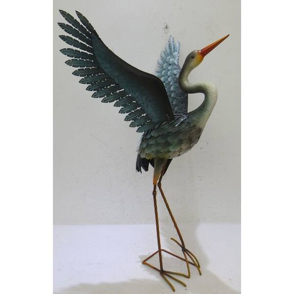 Metal Heron With Wings Spread Garden Sculpture - Bed Bath & Beyond ...
