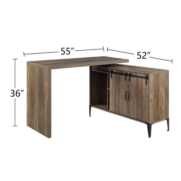 L-Shape Writing Desk with USB Port in Rustic Oak and Black - Bed Bath ...