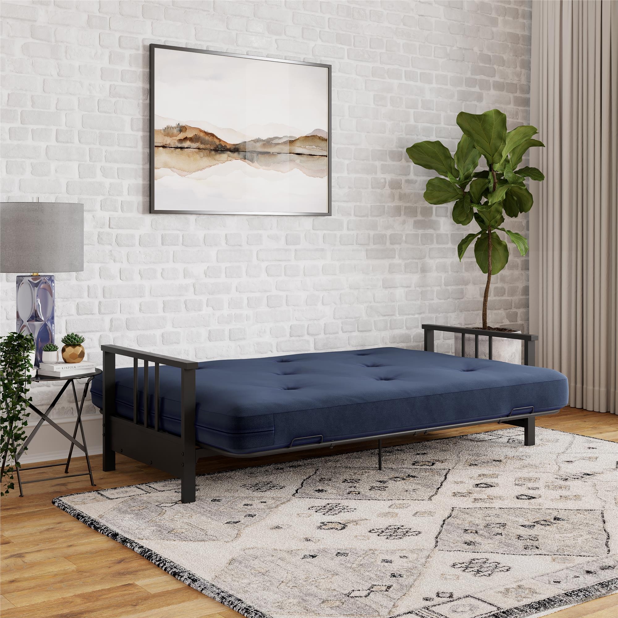 Avenue Greene Hank Full Metal Arm Black Futon Frame with 6 Mattress On Sale Bed Bath Beyond 36974929