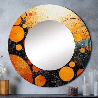 Designart "Fiery Fusion III" Abstract Collages Round Mirror - Modern ...