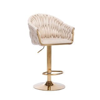 Ivory Bar Stools with Back and Footrest Counter Height Dining Chairs ...