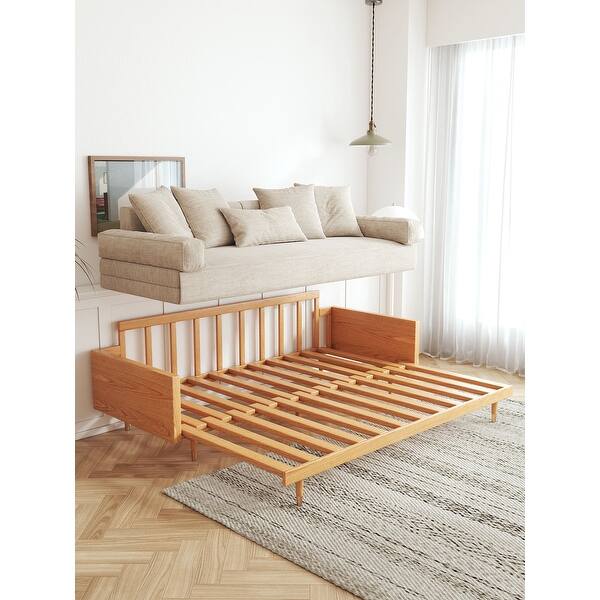 JASIWAY Modern Retractable Solid Wood Sleeper Sofa Bed - Bed Bath ...