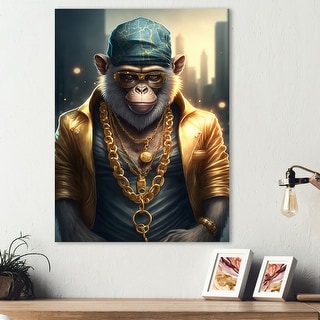 Designart 'Monkey Gangster In NYC I' Animals Monkey Gangster Mafia ...