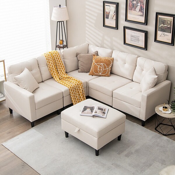 Gymax L shaped Sectional Corner Sofa Set Living Room Furniture w On Sale Bed Bath Beyond 37285524