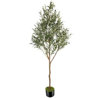 6ft Artificial Olive Tree (72in) with Plastic Nursery Pot Faux Olive ...