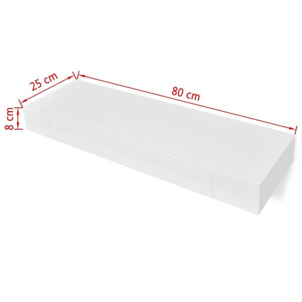 White MDF Floating Wall Display Shelf 1 Drawer Book/DVD Storage - Bed ...