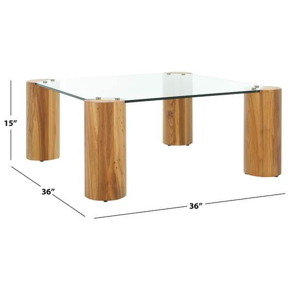 SAFAVIEH Couture Robbie Square Glass Coffee Table - 36"W x 36"D x 15"H ...