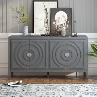 60" Sideboard with Circular Groove Design Metal Handle - Bed Bath ...