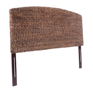 Queen Headboard with Banana Leaf Curved Woven Frame, Brown - Bed Bath ...