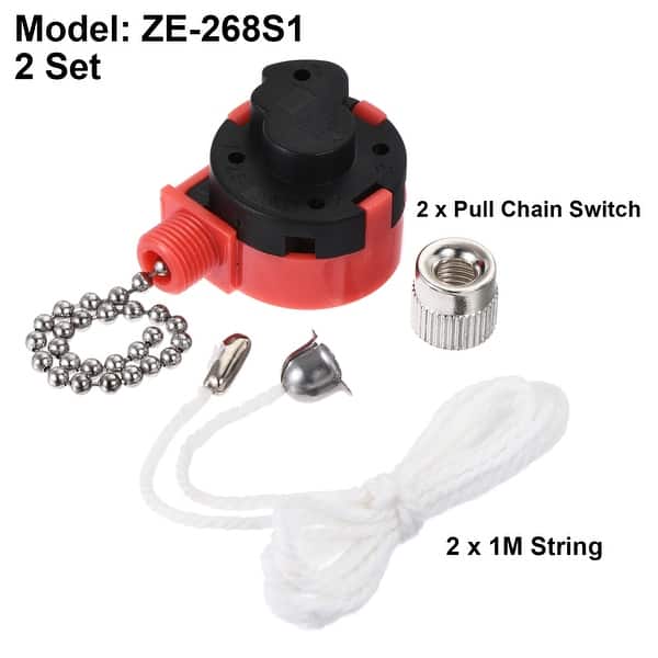 Pull Chain Switch 3 Speed 4 Wire Replacement w String for Ceiling Fan ...