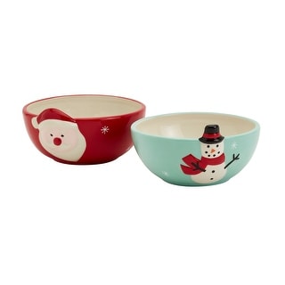 Tabletops Gallery 2-Piece Ceramic Small Bowls, Santa Claus & Snowman ...