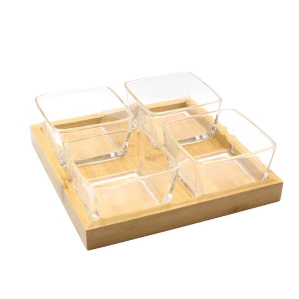 STP Goods Sectioned Glass Serving Platter Set for Relish and Dips - Bed ...