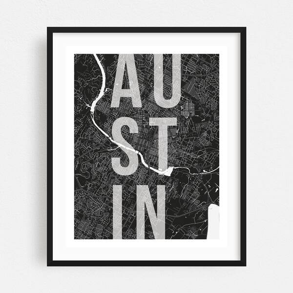 Austin Texas Austin Mono Street Map Text Overlay Art Print/Poster - Bed ...