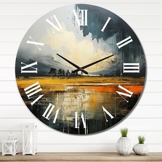 Designart "Dark Drama Bold Storm I" Landscapes Oversized Wall Clock ...