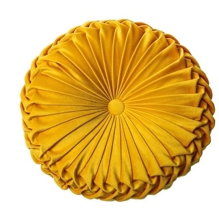 Gianny 18" Round Pleated Pillow Mustard - Bed Bath & Beyond - 39256758