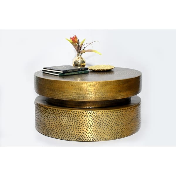 Disc Hammered Coffee Table Antique Brass - Bed Bath & Beyond - 39000712