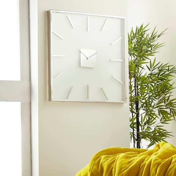 square wall clock silver