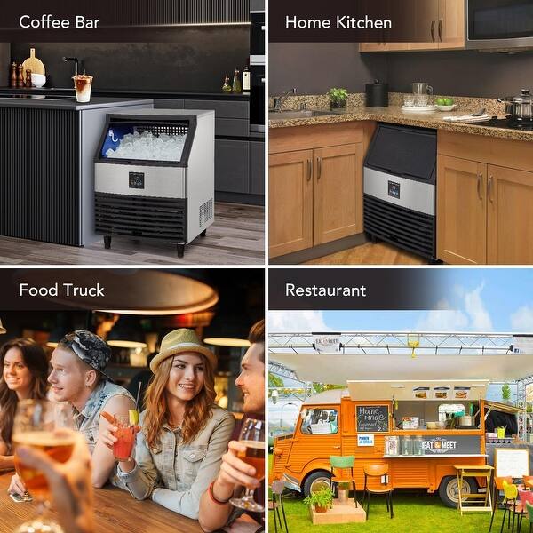 110V Commercial Ice Maker 440Lbs/24H with 88Lbs Storage, 8x18 Cubes ...