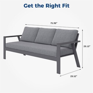 Patio Outdoor Couch Sofa With 3 Seater and Comfy Wood Grain Arm - Bed ...