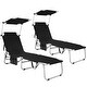 Tanning Chair, Foldable Beach Lounge Chair with Sun Shade, Side Pocket ...
