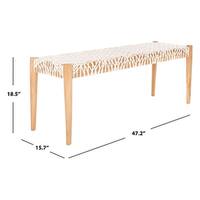Black or Brown Leather Handmade Woven Seat Bench - 47 x 18 x 17 - On ...