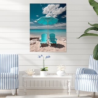 Designart "Beach Sandy Escape Chairs" Nautical & Beach Metal Wall Art ...