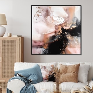 Designart "Pink Gold Texture Splash Marble Ii" Abstract Marble Framed ...