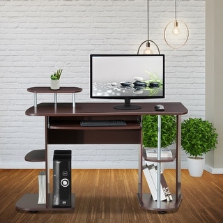 Computer Desk With Elevated Printer Shelf and Additional Storage ...