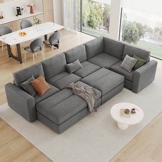 Elegant Retro Design L-shaped Modular Sectional Sofa - Bed Bath ...