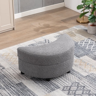 Half Crescent Moon Storage Bench Large Ottoman With Tray Serve Soft ...