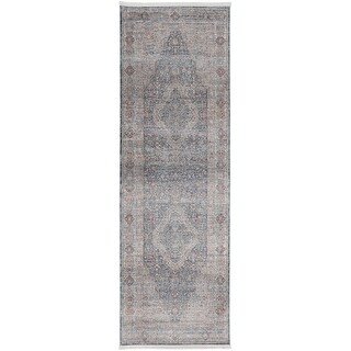 Gilford Rustic Persian Farmhouse Rug, Denim Blue/Rust, Runner - 2'-8" x ...