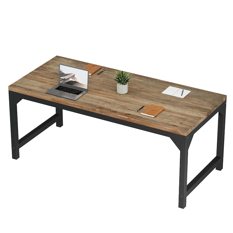 63 Inch Executive Desk for Home Office, Solid Wood Rustic Simple ...