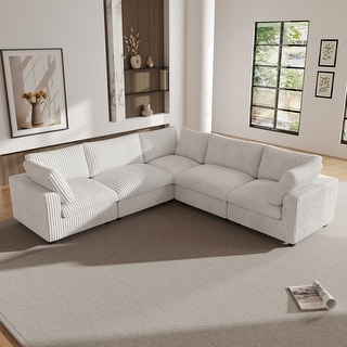 Modular Sectional Sofa Couch, 5 Seats Convertible V Shaped Sofa Couch ...