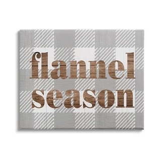 Stupell Flannel Season Text Grain Pattern Grey Checkered Plaid Canvas ...