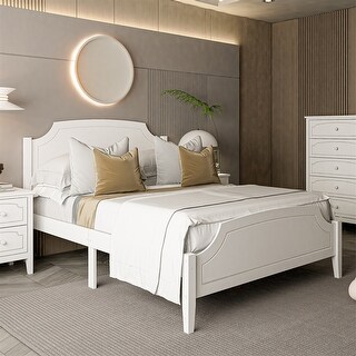White Contemporary Roman Style Full Size Solid Wooden Bed - Bed Bath ...